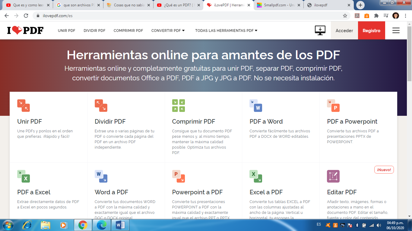 Herramientas Virtuales: 3 Archivos PDF - (Portable Document Format)
